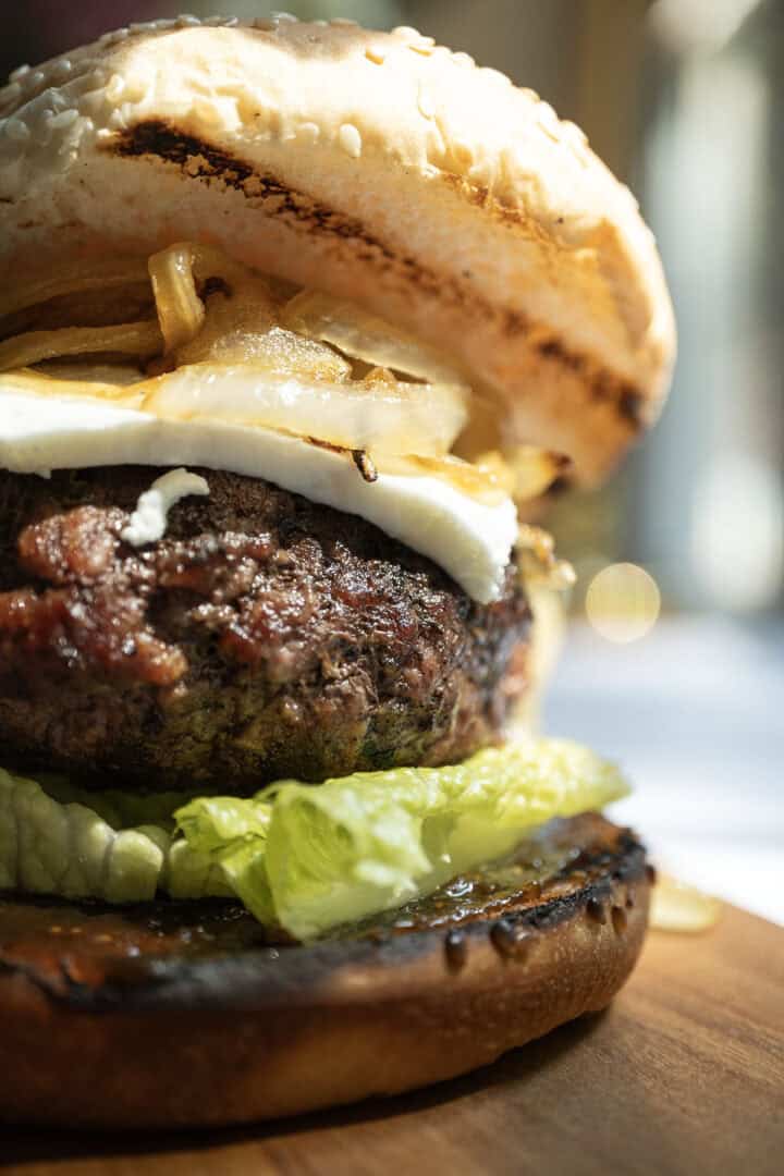 Goat Cheese Burger with Fig Jam - Always From Scratch